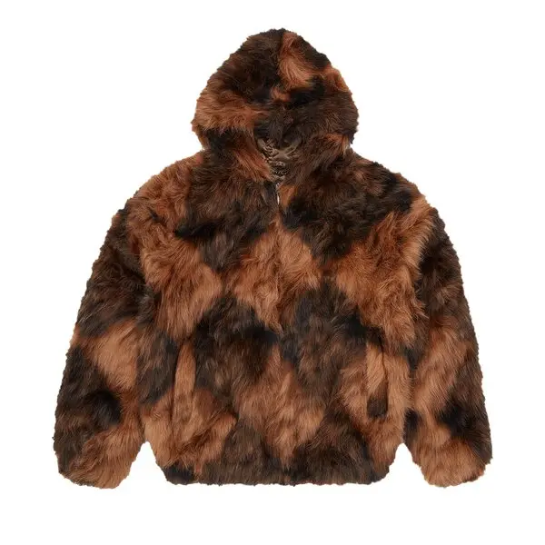 CORTEIZ Diamond Hooded Fur Jacket