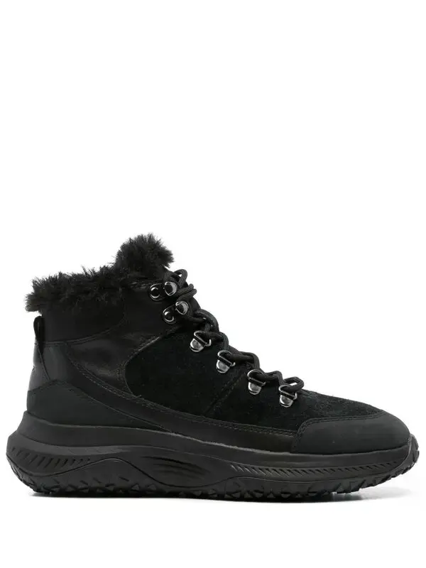 Geox Oliviera Lace-up Boots With Faux-fur Trim
