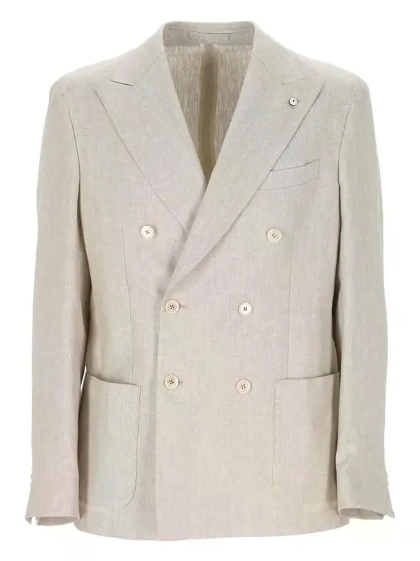 L.B.M. 1911 Double-breasted Linen Blazer - Neutrals