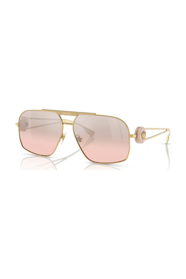Versace Irregular Sunglasses With Light Mirror Gradient Silver Lenses - Pink