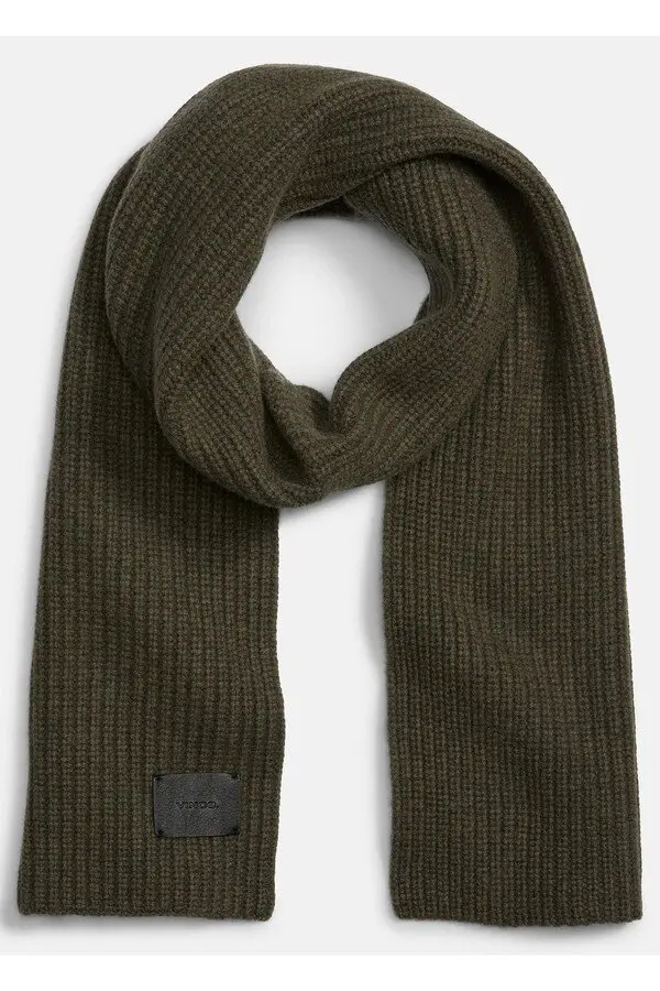 Vince Cashmere Shaker-stitch Scarf - Olive