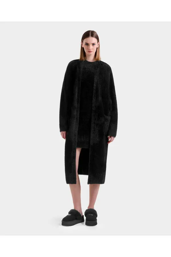Rudsak Long Fuzzy Cardigan - Black