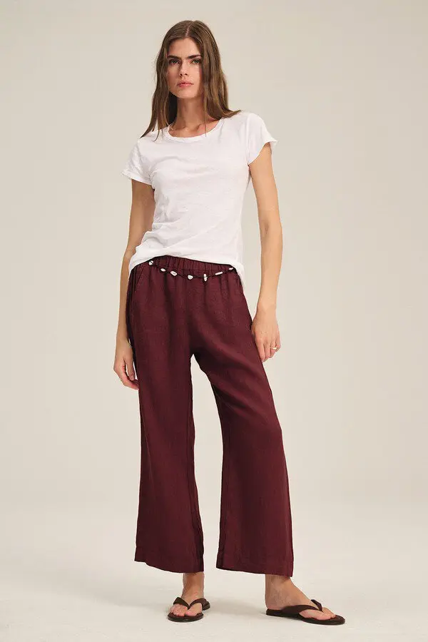 Velvet By Graham & Spencer Lola Linen Trousers - Red