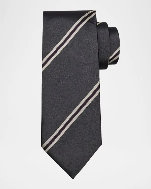 Brunello Cucinelli Striped Neck Tie - Anthracite