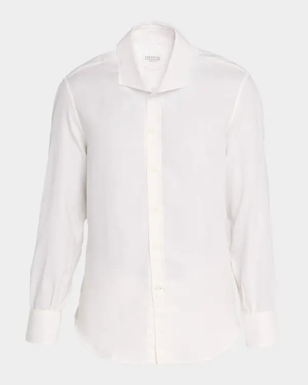 Brunello Cucinelli Cotton-cashmere Twill Dress Shirt - White