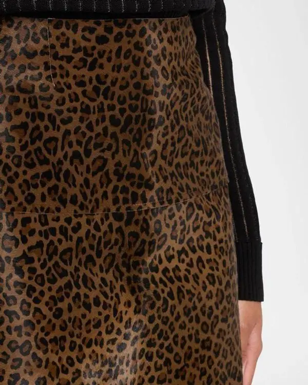 FRAME Calf Hair Pencil Skirt - Leopard