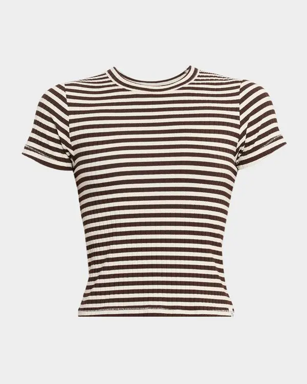 Rag & Bone Luca Stripe Rib-knit Top - Ivbrm