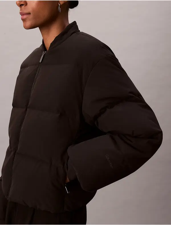 Calvin Klein Short Puffer Jacket With Scarf - Black