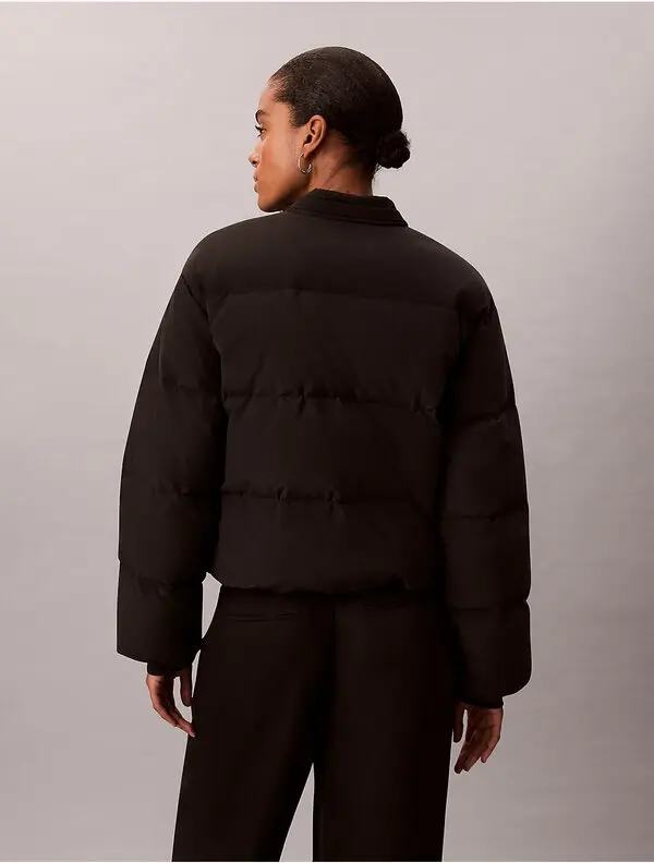 Calvin Klein Short Puffer Jacket With Scarf - Black