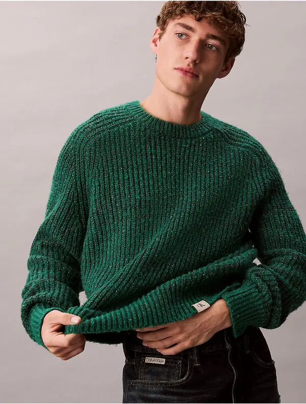 Calvin Klein Wool Blend Relaxed Raglan Sweater - Green