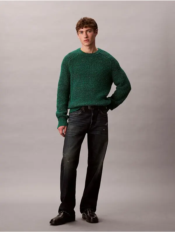 Calvin Klein Wool Blend Relaxed Raglan Sweater - Green