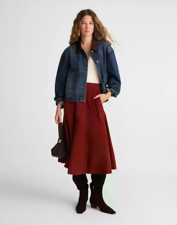 Madewell Drapey Corduroy Midi Skirt