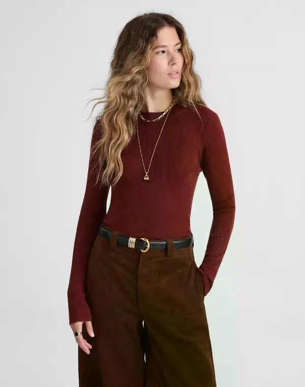 Madewell Merino-silk Blend Crewneck Sweater - Deep Rust