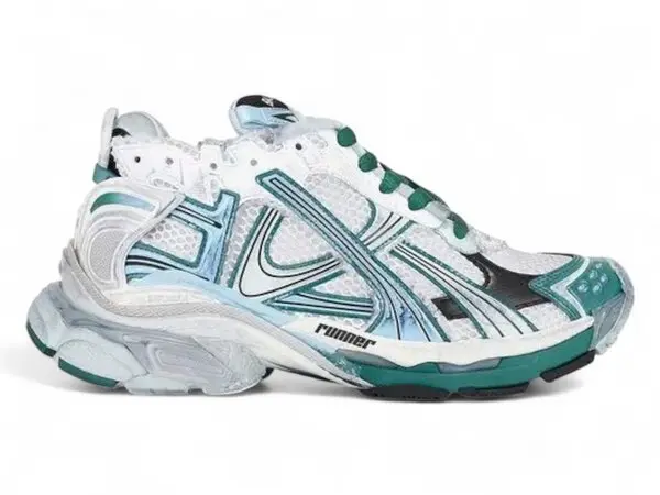 Balenciaga Runner Sneakers - White/teal