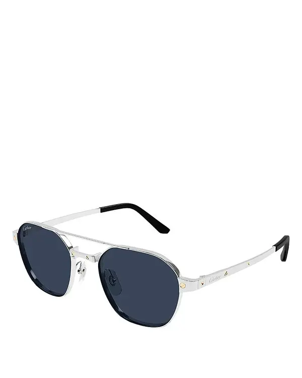 CARTIER 52mm Pilot Sunglasses - Silver