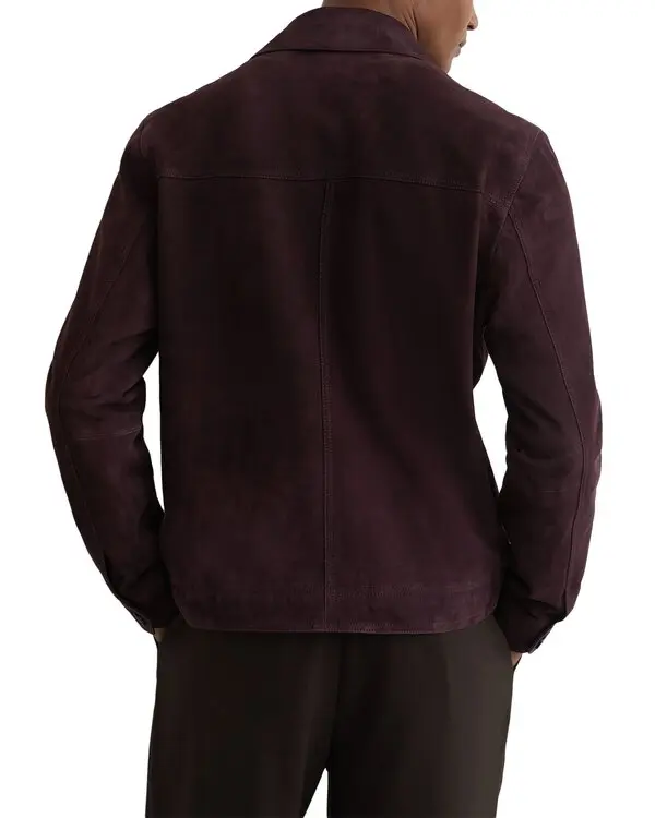 REISS Suede Trucker Jacket - Bordeaux