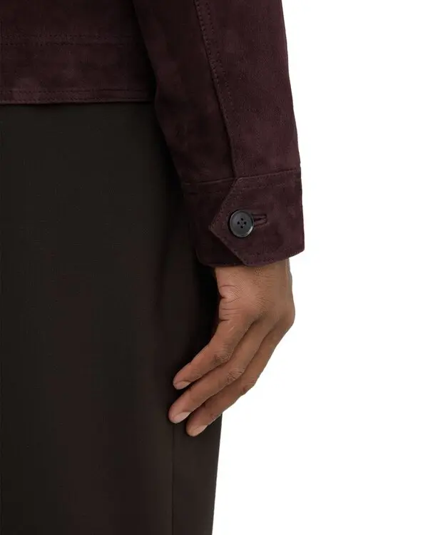 REISS Suede Trucker Jacket - Bordeaux