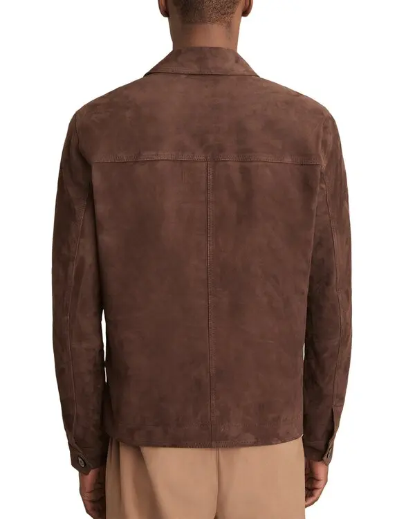 REISS Suede Trucker Jacket - Chocolate