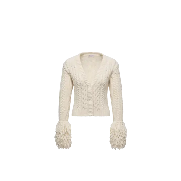 Moncler Alpaca Blend V-neck Cardigan - White