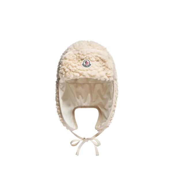 Moncler Teddy Trapper Hat With Ear Flaps - White