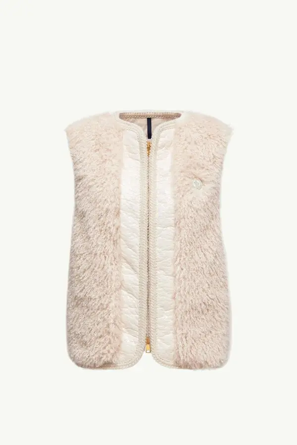 Moncler Tournel Teddy Padded Vest - Beige