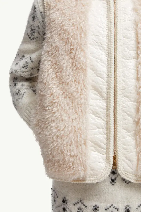 Moncler Tournel Teddy Padded Vest - Beige