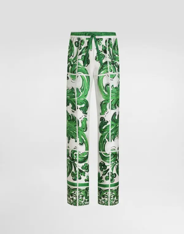 Dolce & Gabbana Majolica Silk Twill Vanity Trousers - Print