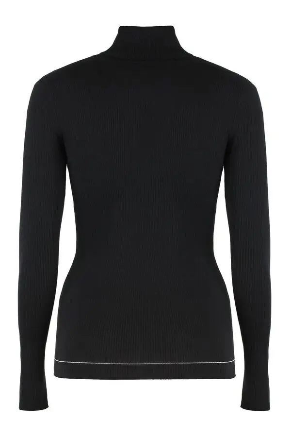 Moncler Sweater With Turtleneck In Virgin Wool - Black