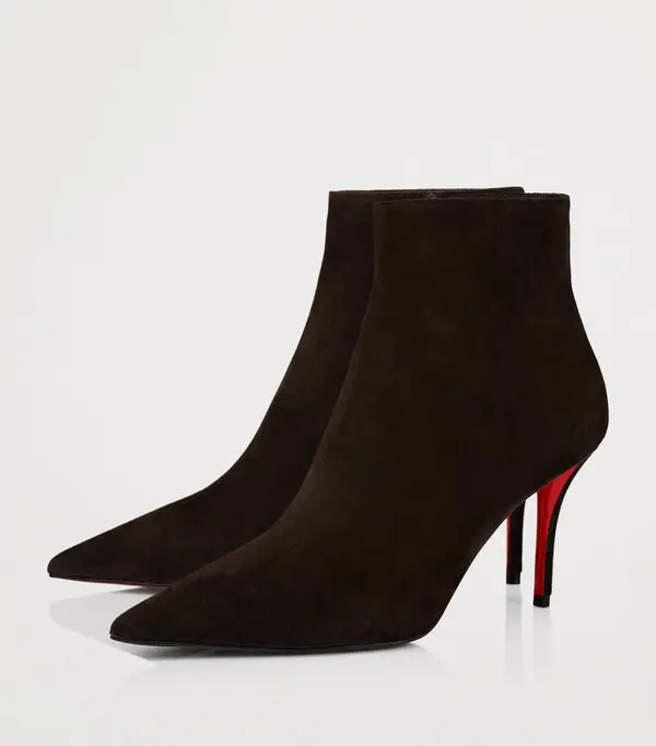CHRISTIAN LOUBOUTIN Miss Z Suede Ankle Boots - Red
