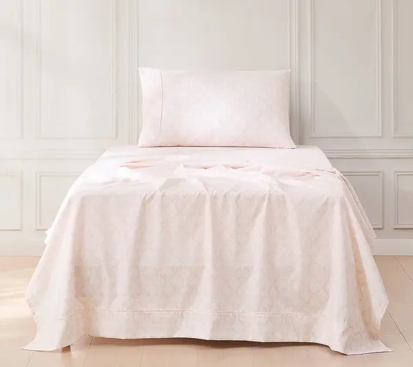 LUSH DECOR Romer Damask Sheet Set Peach 4-piece Set Twin - One-color