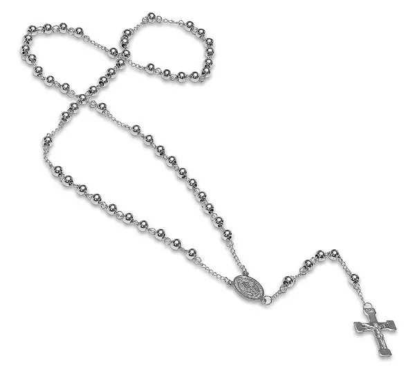 STEEL BY DESIGN Beaded Rosary Necklace - One-color