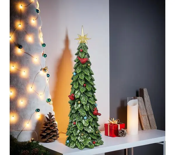 YOUNG'S INC. Young's Resin Christmas Tree With Led And Timer