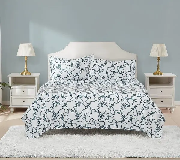 TRULY SOFT Printed Bow 4-piece Full Sheet Set