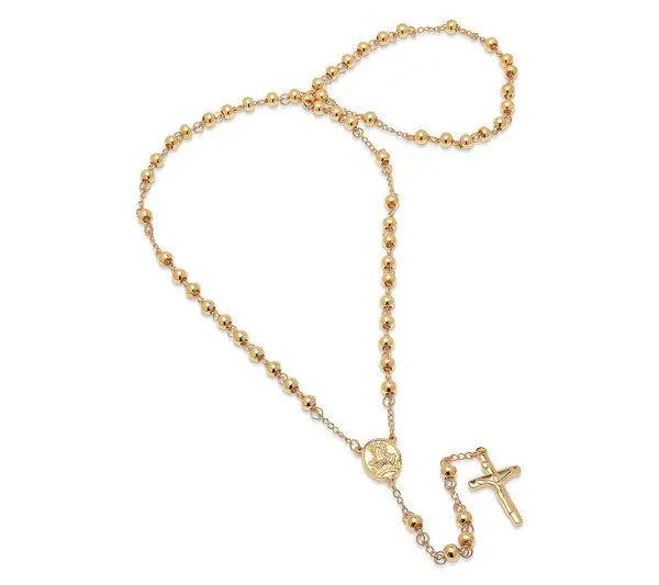 STEEL BY DESIGN 18k Plated Rosary Necklace - Gold