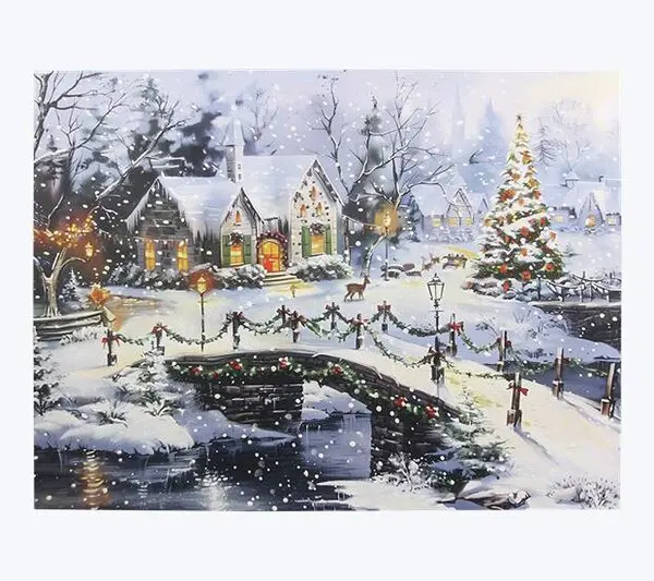 YOUNG'S INC. Young's Canvas Wall Art With Hand Painting Led With Timer