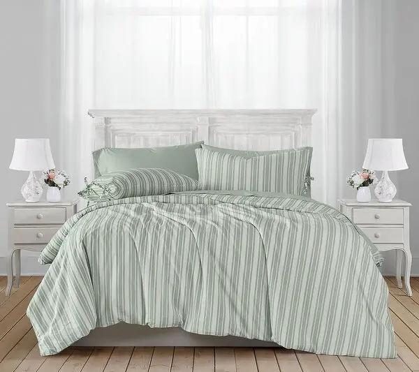 THE FARMHOUSE BY RACHEL ASHWELL Ticking Stripe F/q Duvet Set - One-color