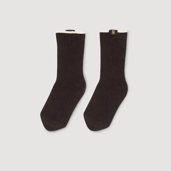 Sandro Two-tone Ribbed Knee-high Socks - Brown