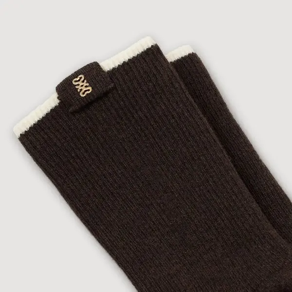 Sandro Two-tone Ribbed Knee-high Socks - Brown