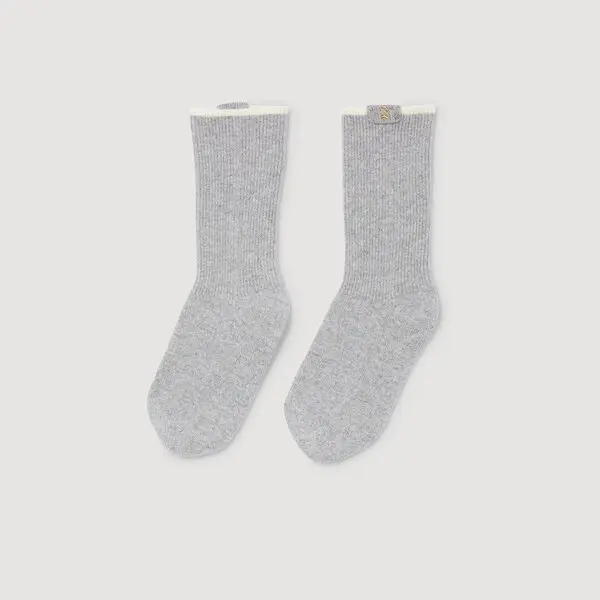 Sandro Two-tone Ribbed Knee-high Socks - Grey