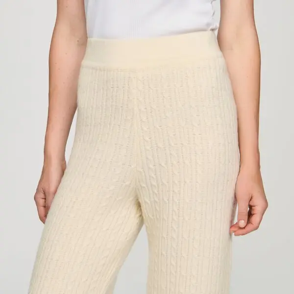 Sandro Straight-leg Cable Knit Pants - Ecru