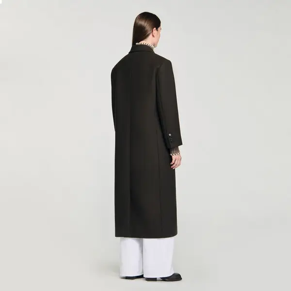 Sandro Long Oversized Wool Coat - Brown