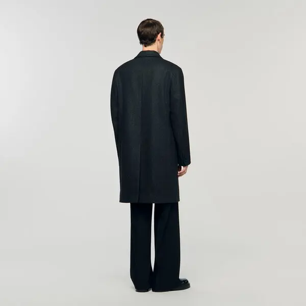 Sandro Wool Broadcloth Coat - Dark Grey