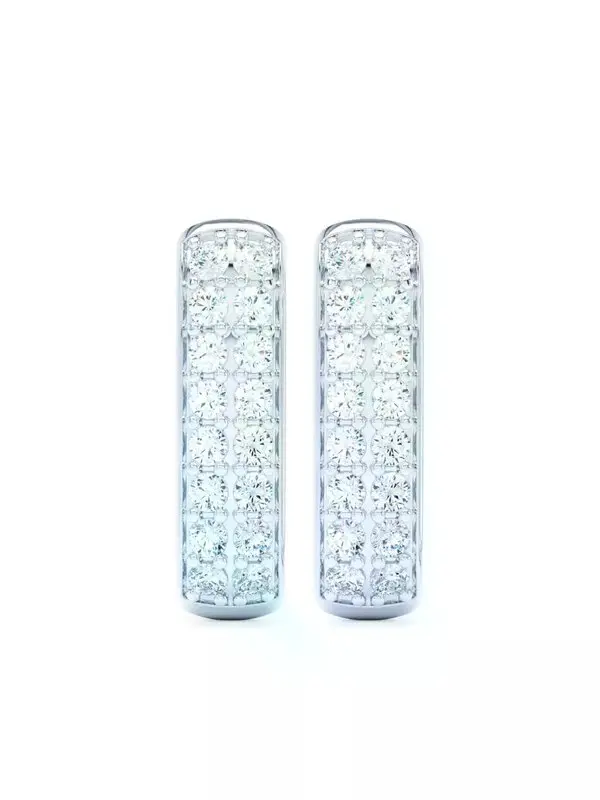 LOEV 14k White Gold Allday Elongated Diamond Huggie Earrings - Silver
