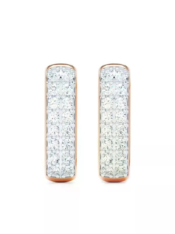 LOEV 14k Rose Gold Elongated Diamond Huggie Earrings - Pink