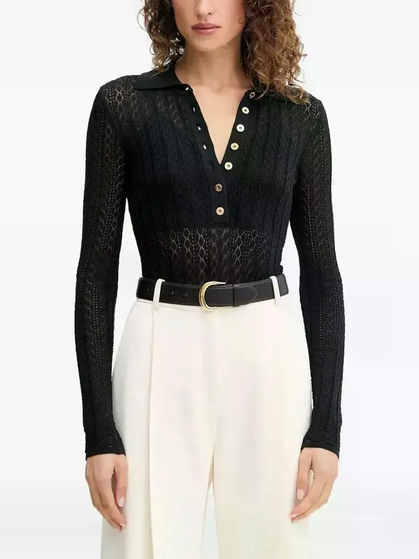 Elisabetta Franchi Patterned-knit Polo Top