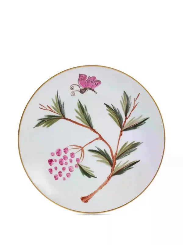 MARIE DAAGE Jardins De Shalimar Butterfly-floral Dessert Plate - White