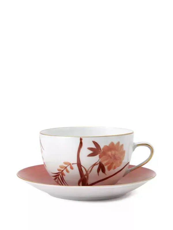 MARIE DAAGE Bouquet De Vie Floral-pattern Teacup And Saucer Set - Orange