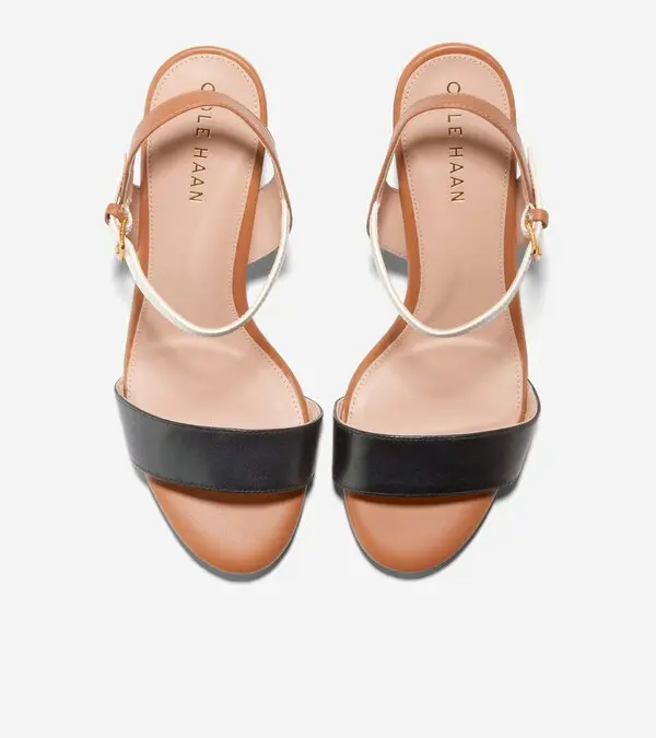 Cole Haan Josie Block Heel Sandals - Pecan-ivory-black