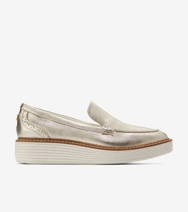 Cole Haan Riginalgrand Platform Venetian Loafers - Soft Gold-ivory