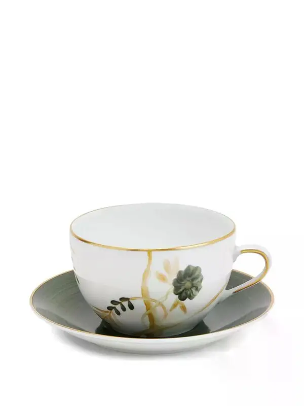 MARIE DAAGE Breakfast Floral Teacup And Saucer Set - White